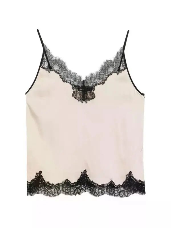 Maje Lace-trim Top - Neutrals