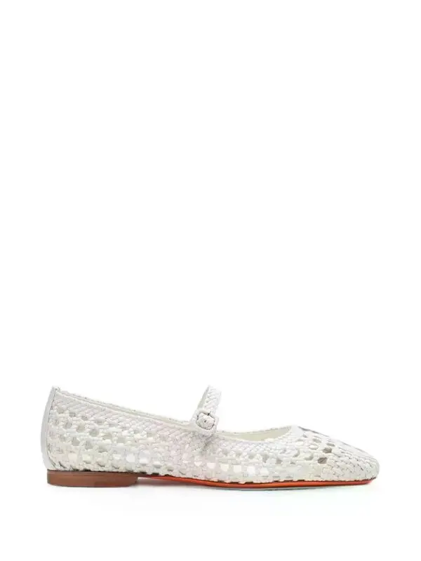 Santoni Woven Buckle-strap Ballet Flats