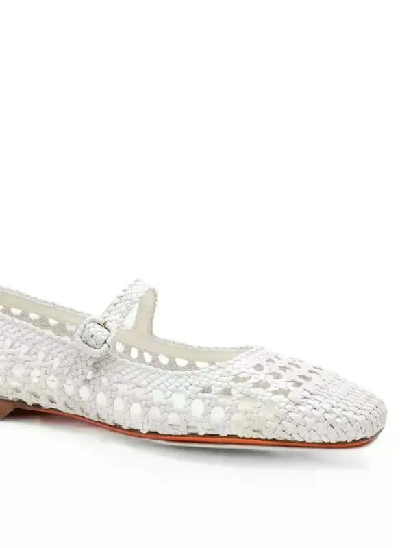 Santoni Woven Buckle-strap Ballet Flats