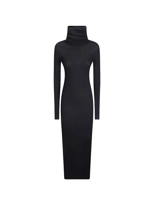 Rick Owens Ribbed-knit Roll-neck Midi Dress - Black