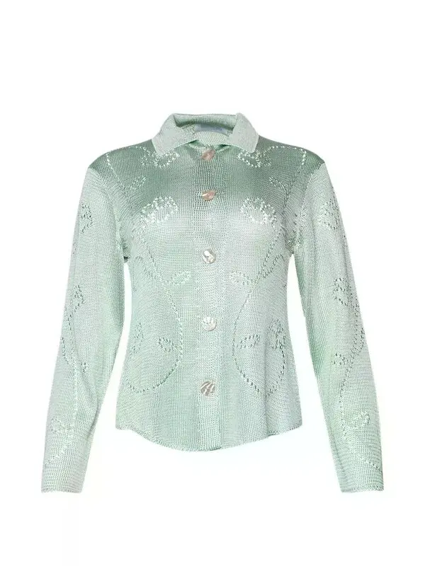 Calle Del Mar Ivy" Floral Motif Shirt - Green