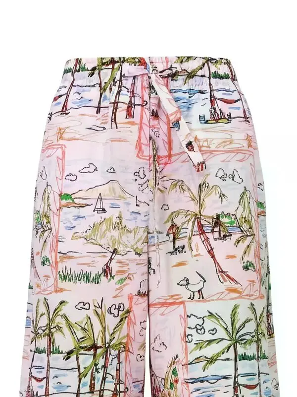 ODEEH Graphic Print Wide-leg Trousers - Pink