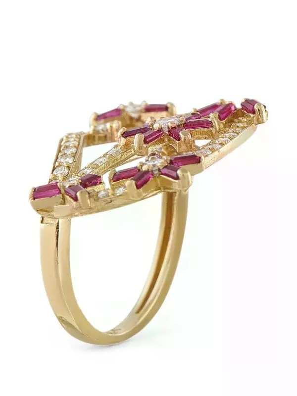 LB EXCLUSIVE Ruby And Diamond Floral Ring