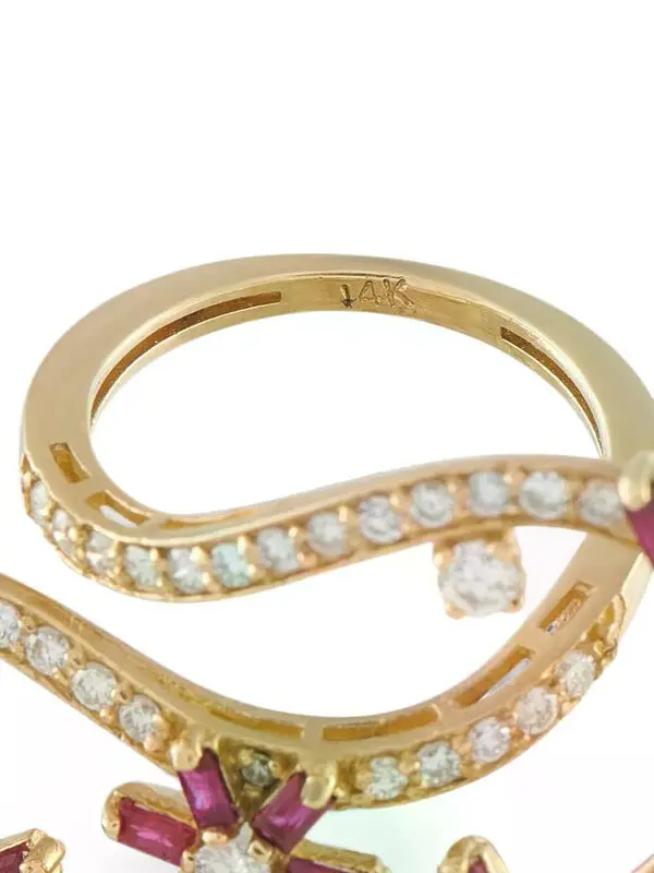 LB EXCLUSIVE Ruby And Diamond Floral Ring