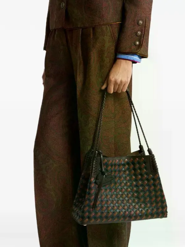 Etro Medium Libra Tote Bag In Woven Leather