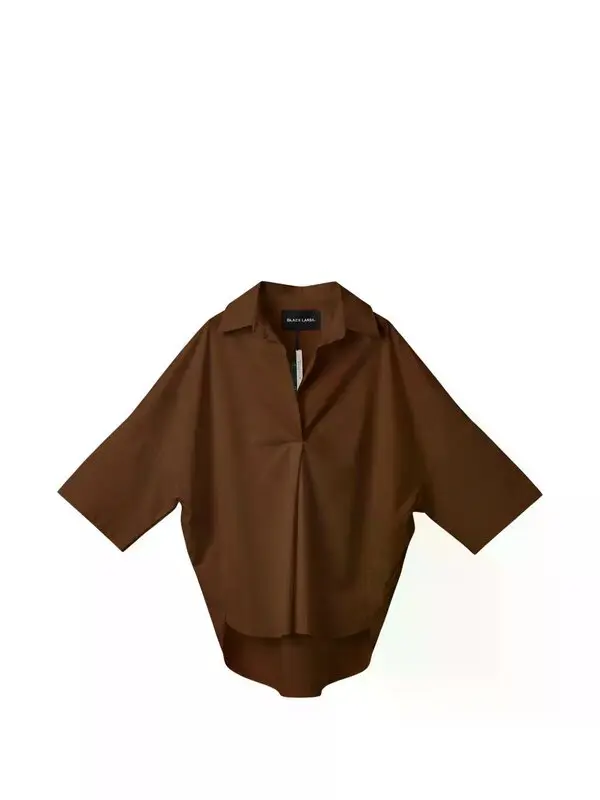 Black Label Oversized Pleated Shirt - Brown