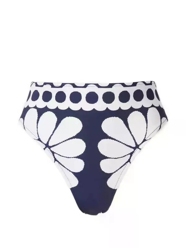Farm Rio Floral-print High-waisted Bikini Bottoms - Blue