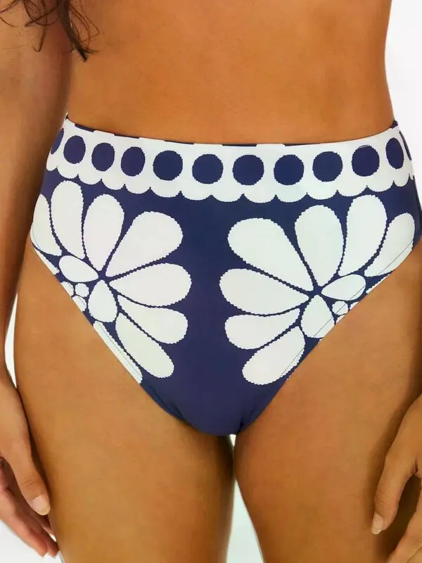Farm Rio Floral Print High-waisted Bikini Bottoms - Blue