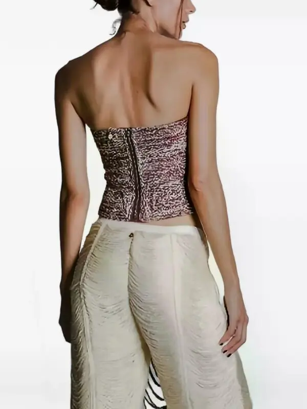 BLESS Talara Fringe-trimmed Strapless Top