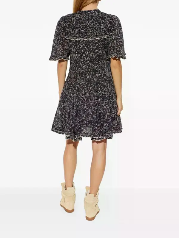 MARANT ETOILE Daynia Polka Dot Mini Dress - Black