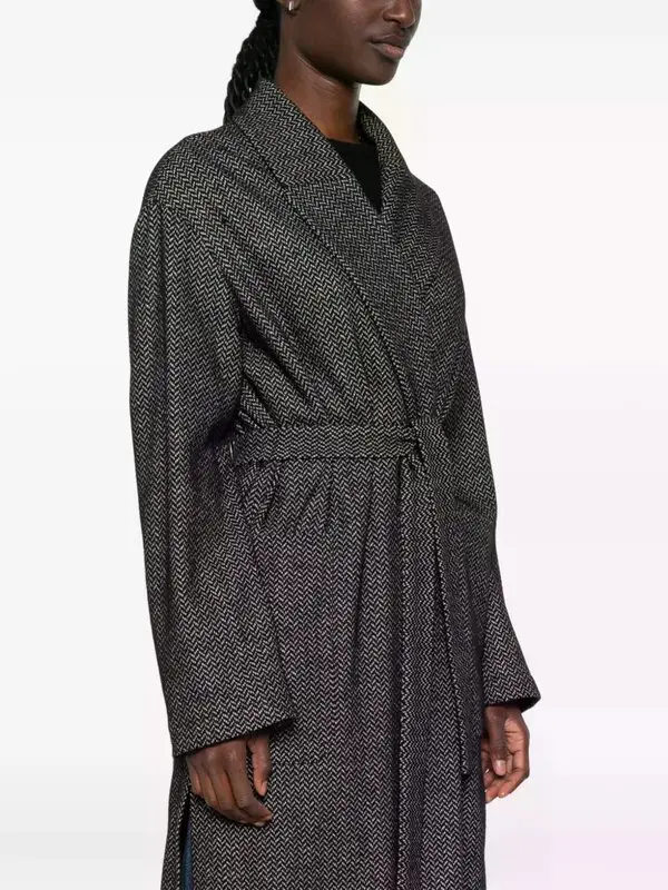 Liviana Conti Herringbone-pattern Belted Coat