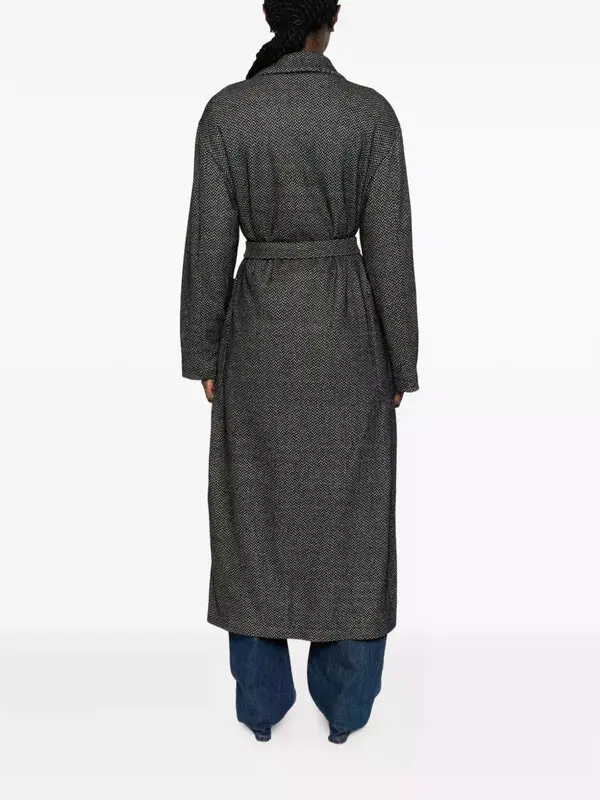 Liviana Conti Herringbone Pattern Belted Coat