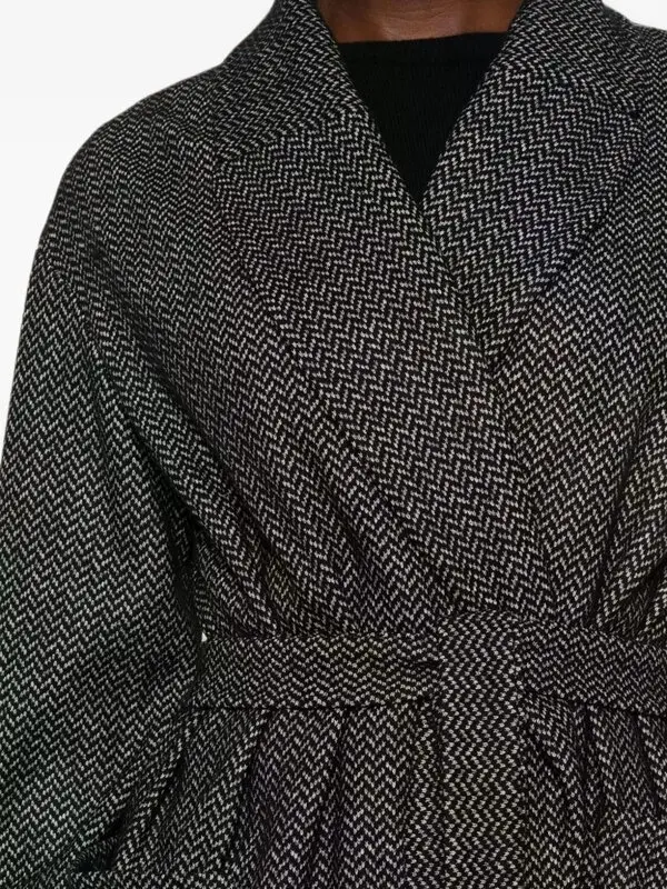 Liviana Conti Herringbone Pattern Belted Coat