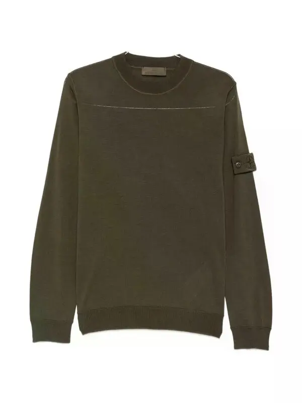 Stone Island Logo-patch Long-sleeve Sweater - Green