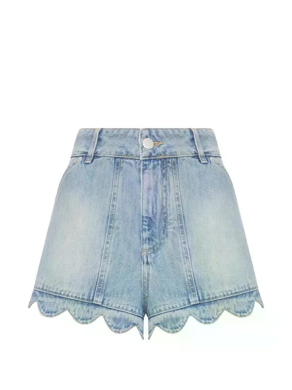 Farm Rio Scalloped-edge Denim Shorts