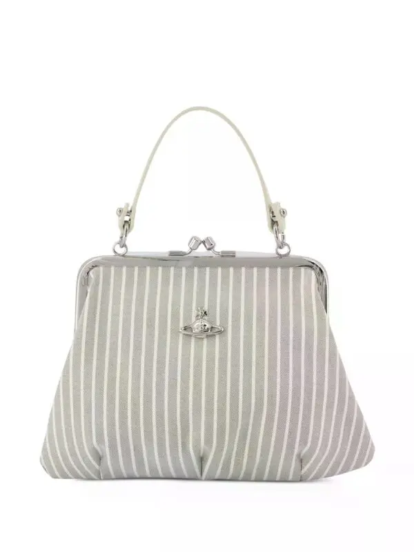 VIVIENNE WESTWOOD Granny Frame Stripe-print Clutch Bag - Grey