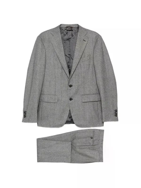 Canali Prince Of Wales Buttoned Suit - Grey