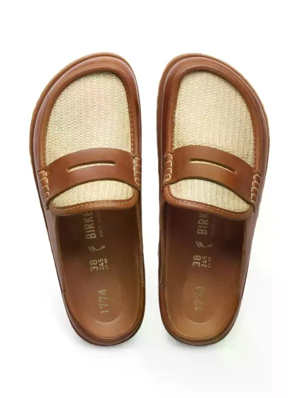 BIRKENSTOCK Naples Calf Leather-panelled Canvas Sandals