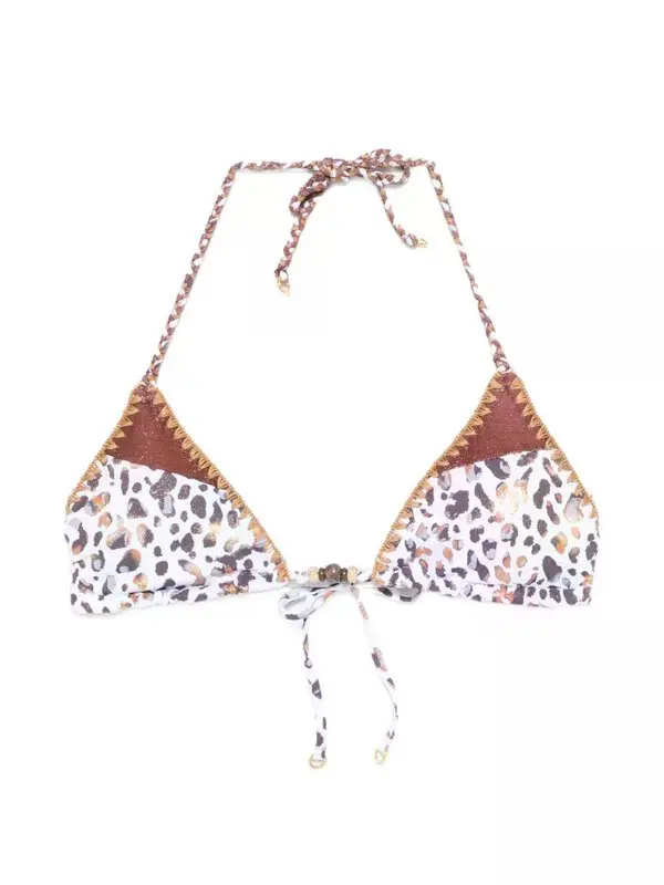 BANANA MOON Leopard-print Triangle Bikini Top