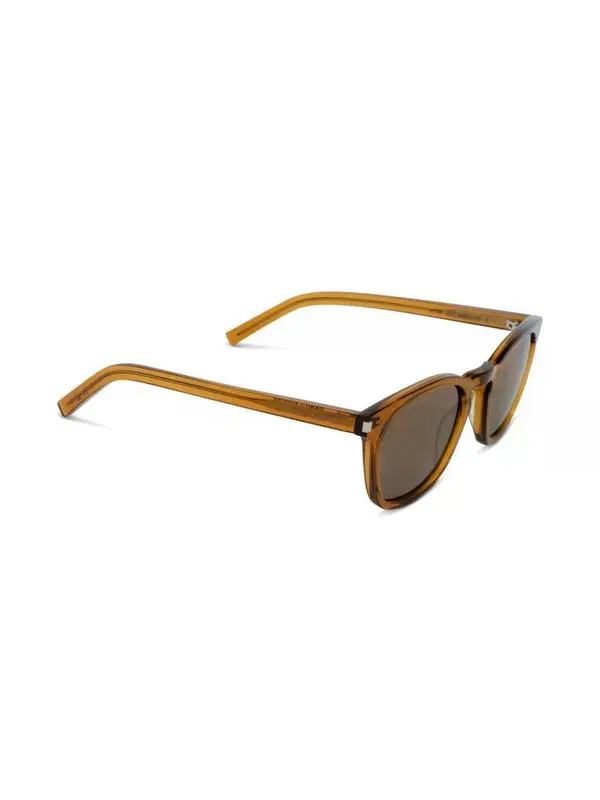 Saint Laurent Logo-print Sunglasses - Brown