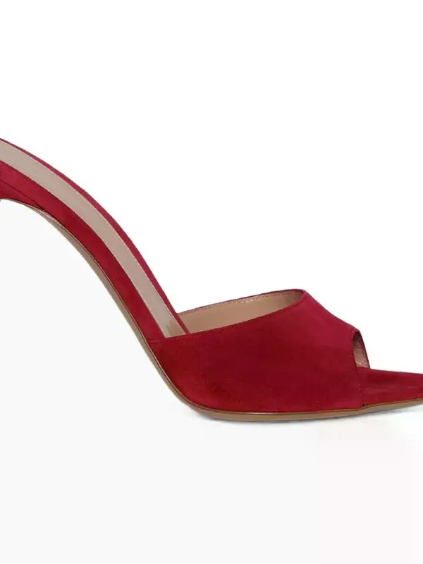 GIANVITO ROSSI Elle Suede Pointed Toe Stiletto Sandals - Red