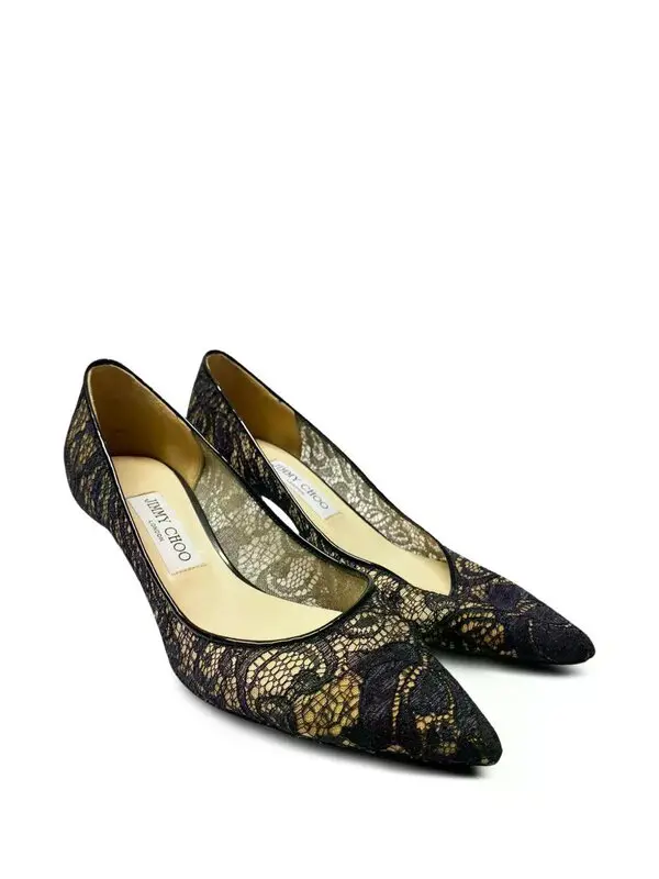 JIMMY CHOO Lace Pointed-toe Pumps - Black