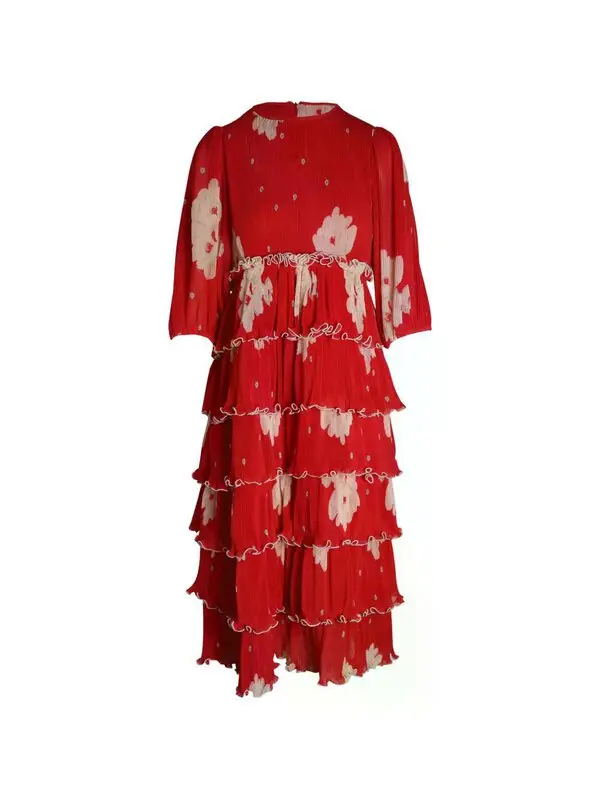 GANNI Tiered Floral-print Dress