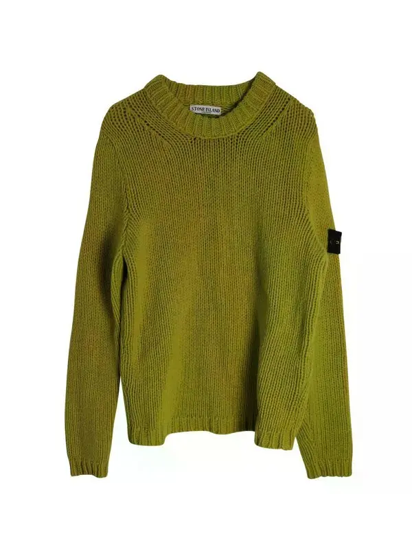Stone Island Chunky Knit Crew Neck Sweater - Yellow