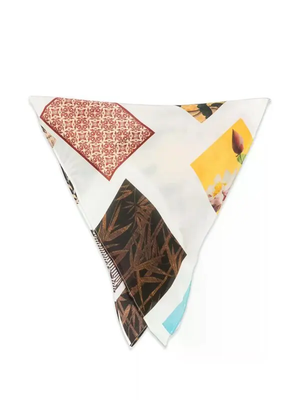 Erika Cavallini Patchwork-print Scarf - White