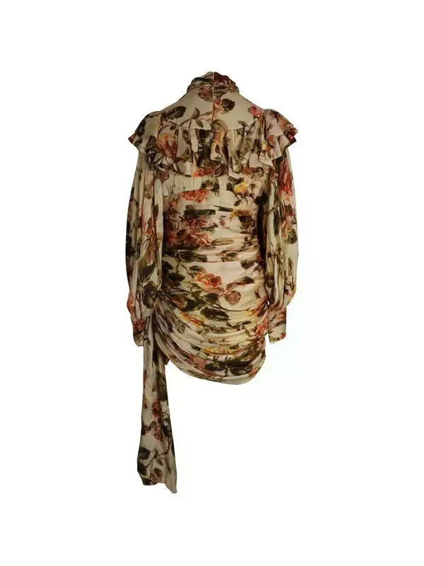 Zimmermann Ruffled Floral-print Silk Dress - Neutrals