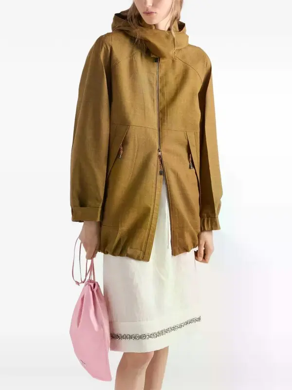 Prada Mélange Hopsack Wool Jacket With Detachable Hood