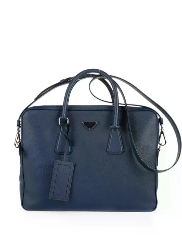 Prada Saffiano-leather Briefcase - Blue