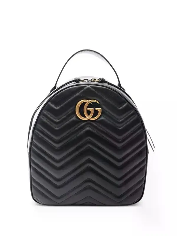 Gucci Gg Marmont Chevron Quilted Leather Backpack - Black