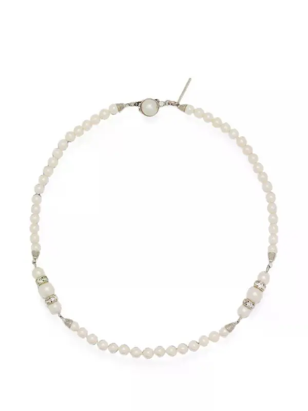 Alessandra Rich Embellished Pearl Necklace - Silver