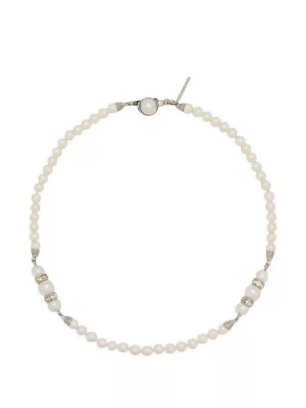Alessandra Rich Embellished Pearl Necklace - Silver