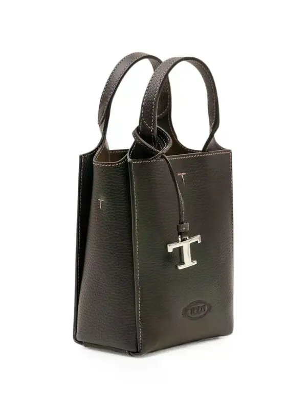 TOD'S Logo-pendant Grained-leather Tote Bag