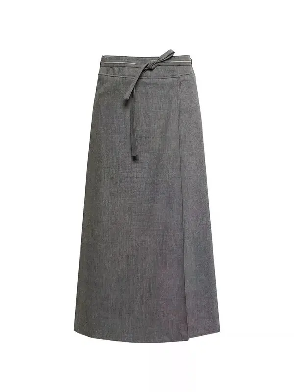 Peserico Wrap-style Belted Midi Skirt - Grey