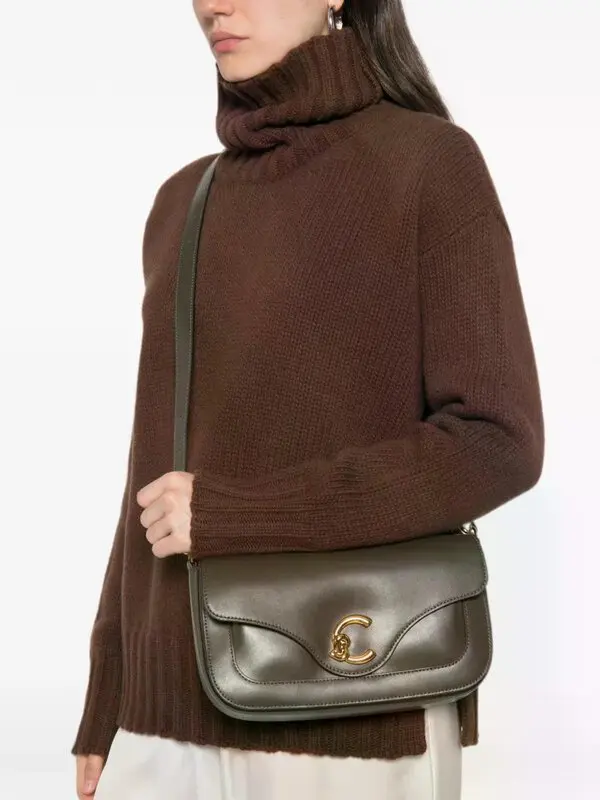 COCCINELLE Leather Shoulder Bag With Logo Plaque