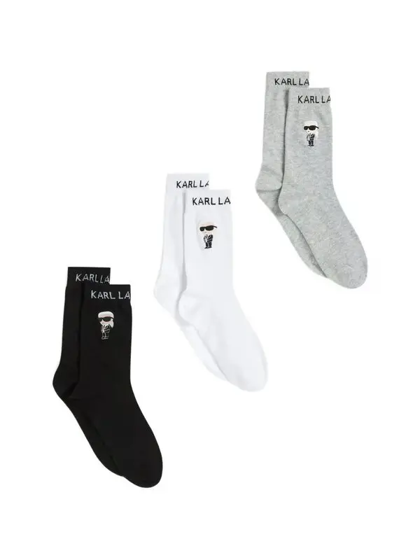 Karl Lagerfeld K/ikon Logo-jacquard Socks Set - Black