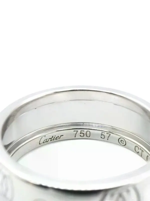 Cartier 18k White Gold Engraved Logo Ring