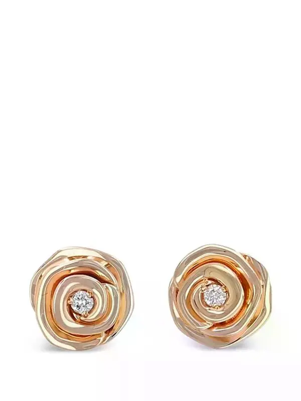 Dior 2022 Rose Couture Diamond Earrings - Gold