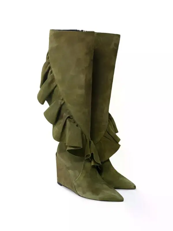 JW Anderson Ruffle Wedge Heel Thigh-high Boots
