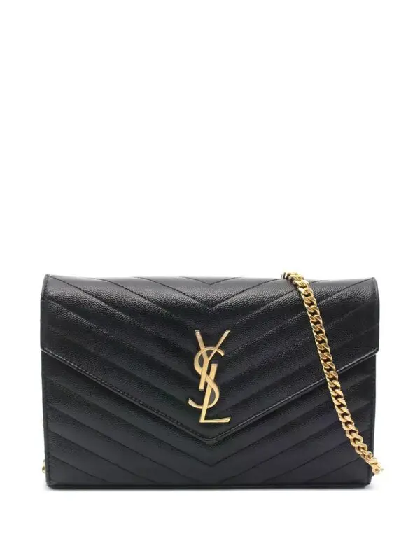 Saint Laurent 2010s Cassandra Chain Wallet - Black