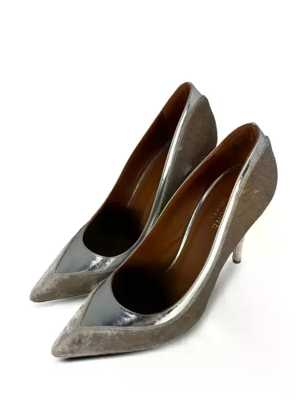 MALONE SOULIERS Pointed-toe Velvet Pumps - Grey