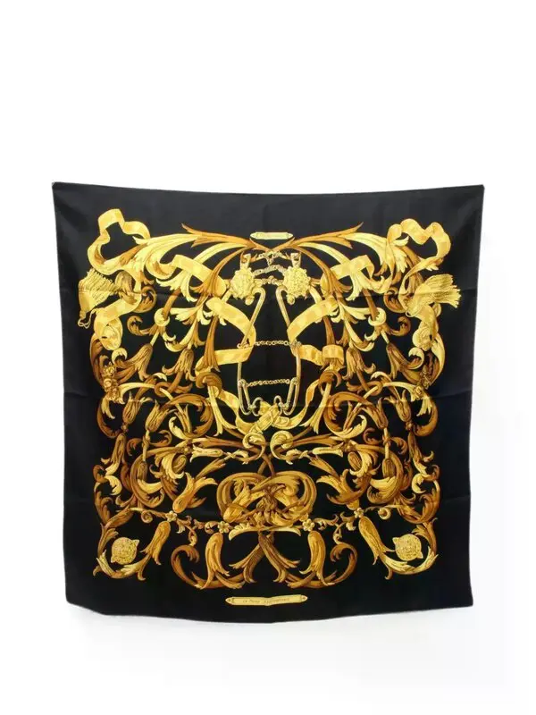 Hermès 2010s 90 Le Mors À La Conétable Scarf - Black
