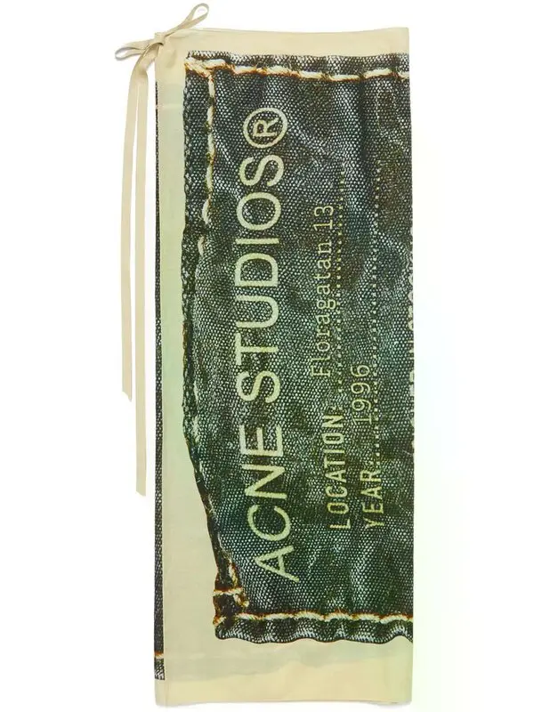 Acne Studios Printed Cotton Scarf - Grey
