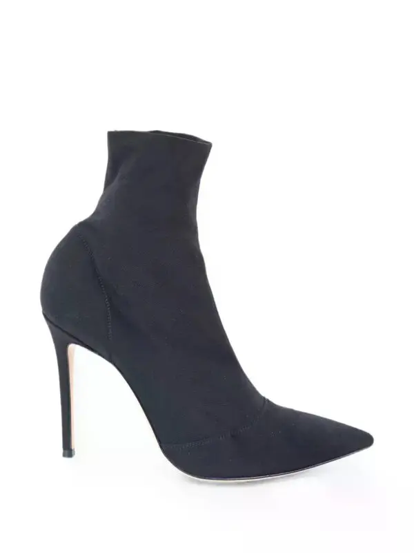 GIANVITO ROSSI Stretch-knit Pointed Toe High Stiletto Heel Ankle Boots - Black