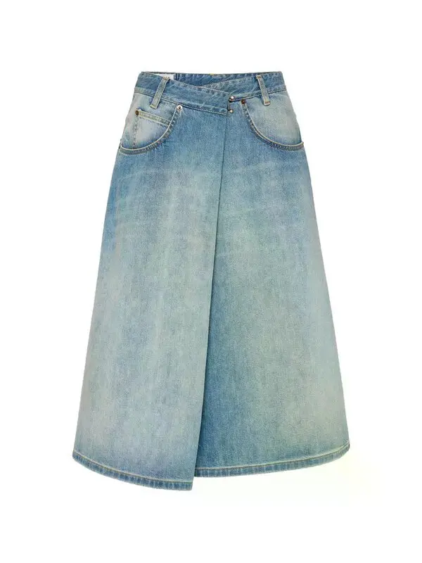 MAISON MARGIELA Wrap-design Denim Midi Skirt - Blue