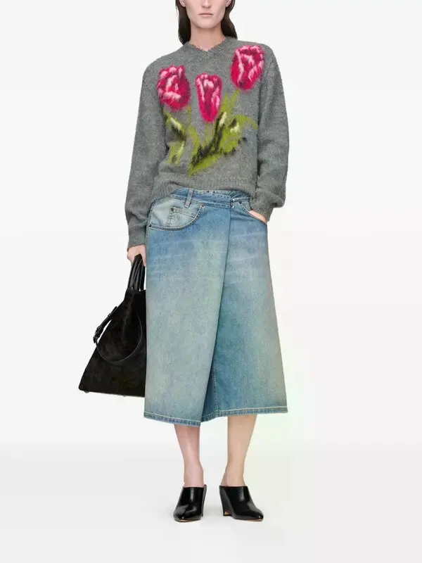 MAISON MARGIELA Wrap-design Denim Midi Skirt