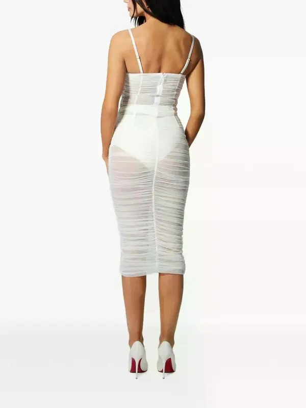 Kiki De Montparnasse Ruched Semi-sheer Midi Skirt